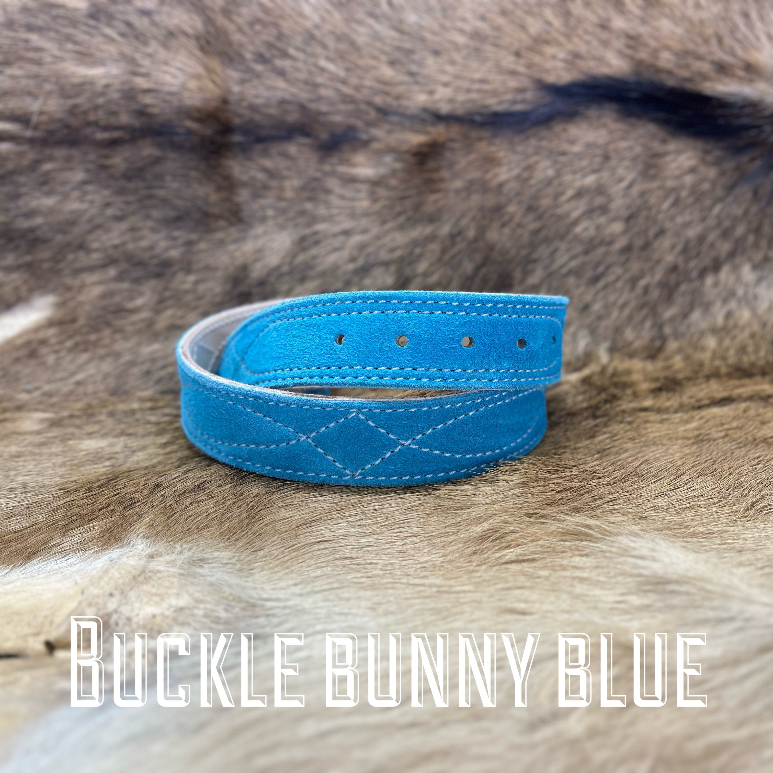 BUCKLE BUNNY BLUE - GUNSLINGER STITCH BELT – Remuda Leather Co.